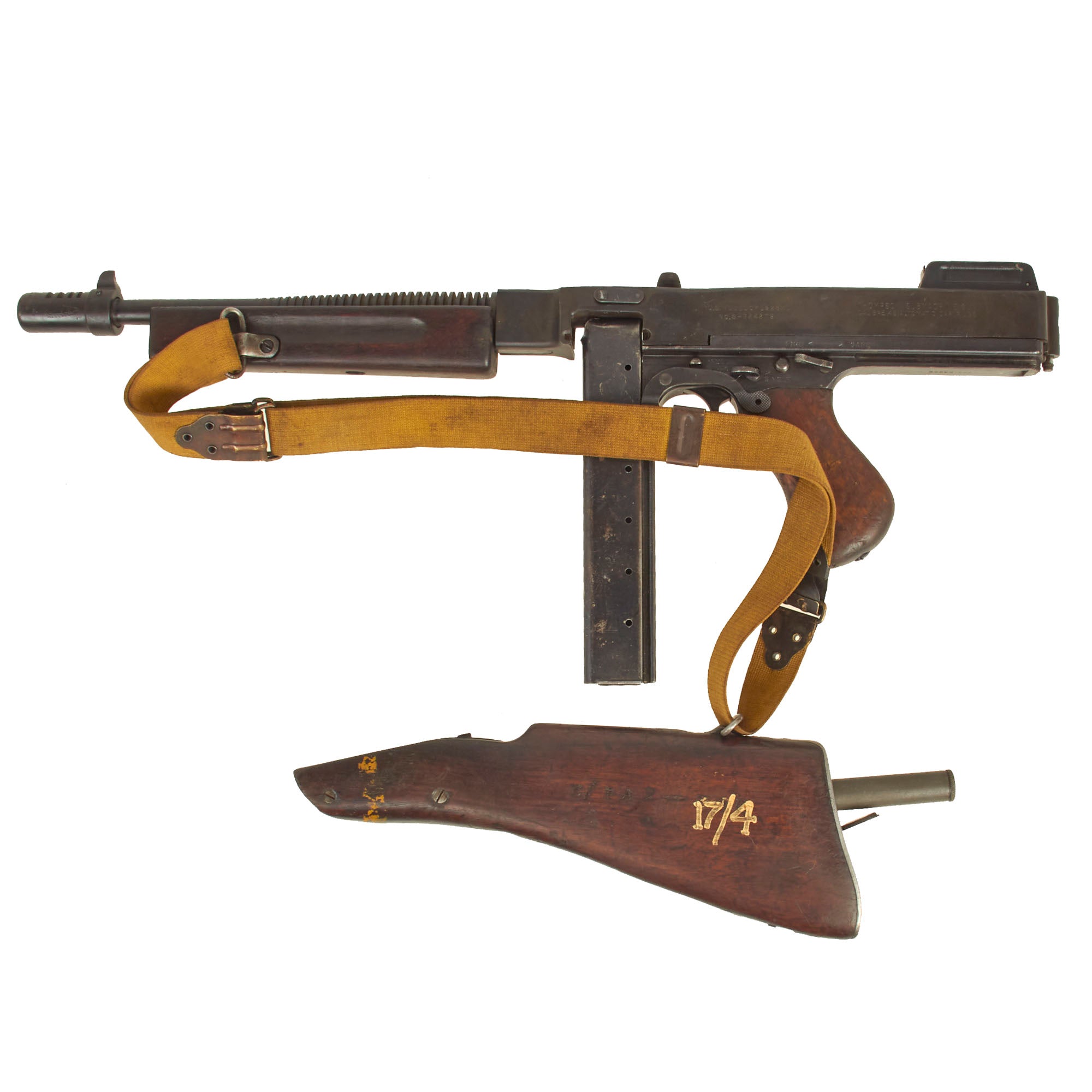 Original U.S. WWII British Issue Thompson M1928A1 Display Submachine G ...