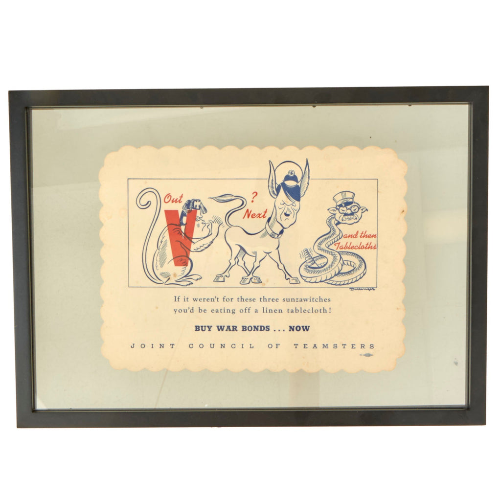 Original U.S. WWII Propaganda Item & Matchbook Lot - Framed Placemat ...