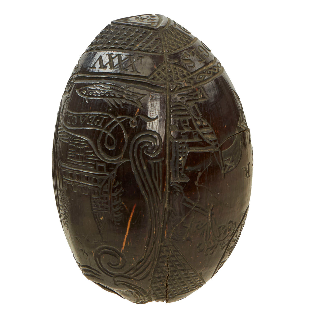 Original British Napoleonic Era Pair of Named & Carved Coconut ‘Bugbea ...