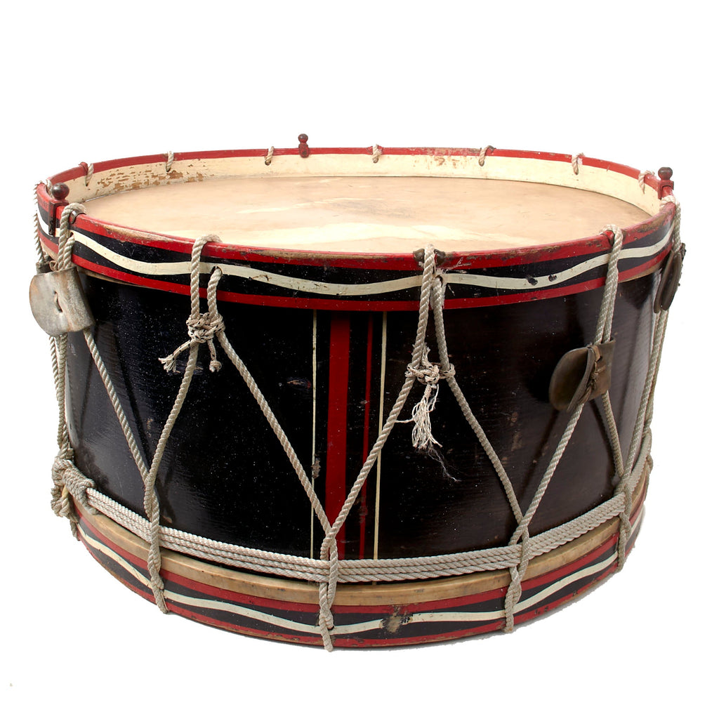 Original British 19th Century Large 28” Military Bass Drum with Torn B ...
