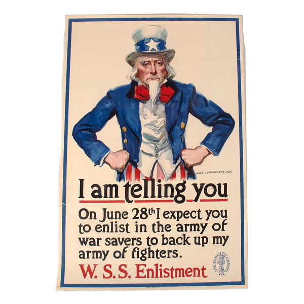 Original U.S. WWI Uncle Sam WSS Enlistment Poster by James Montgomery ...