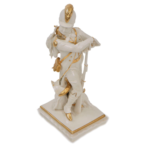 Original German Interwar Porcelain Statue of Napoleonic Soldier with G ...