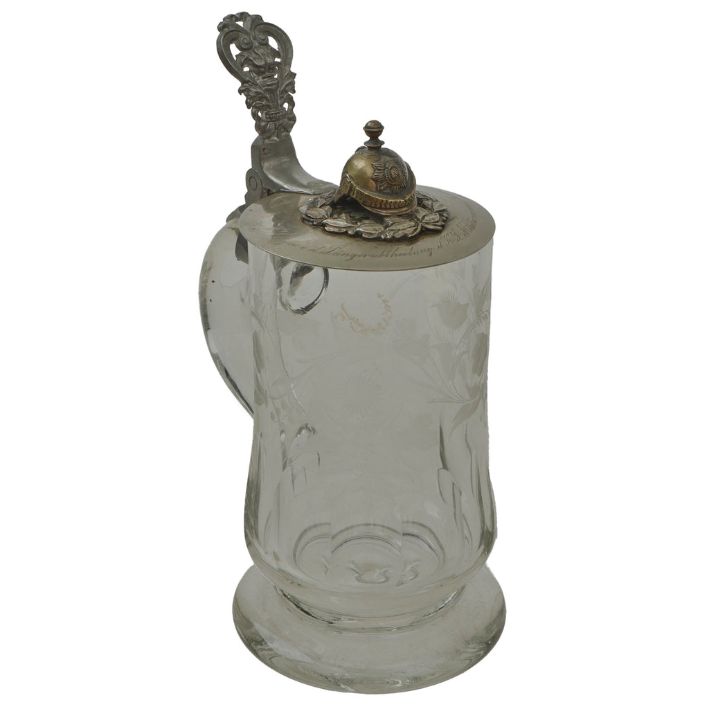 Original Imperial German Pre-WWI Saxon Artillery Glass Stein with Pick ...
