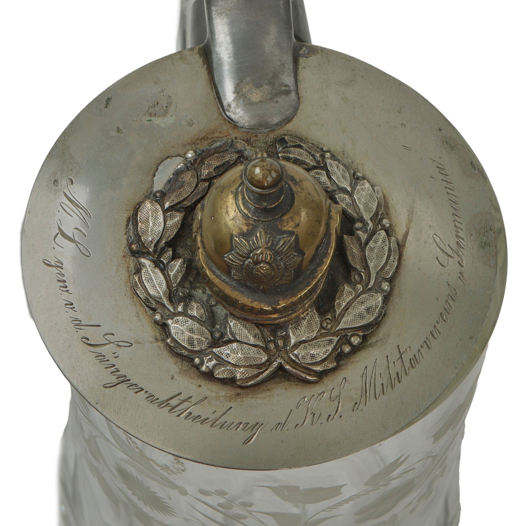 Original Imperial German Pre-WWI Saxon Artillery Glass Stein with Pick ...