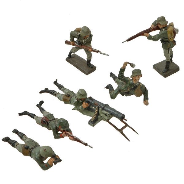 Original German WWII Era Lineol Toy Soldiers - Lot of 6 - Machine Gunn ...
