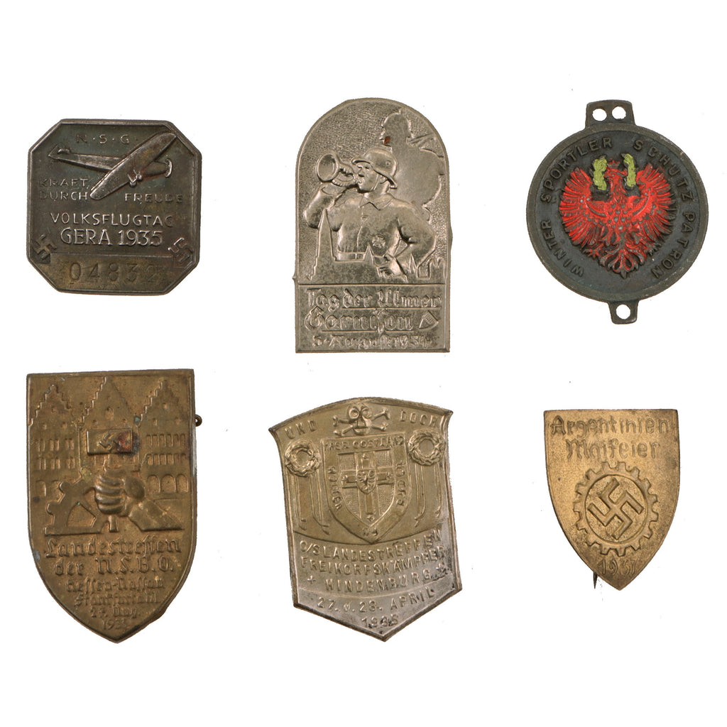 Original German WWII Era Medal and Tinnie Event Pins and Collectible P ...