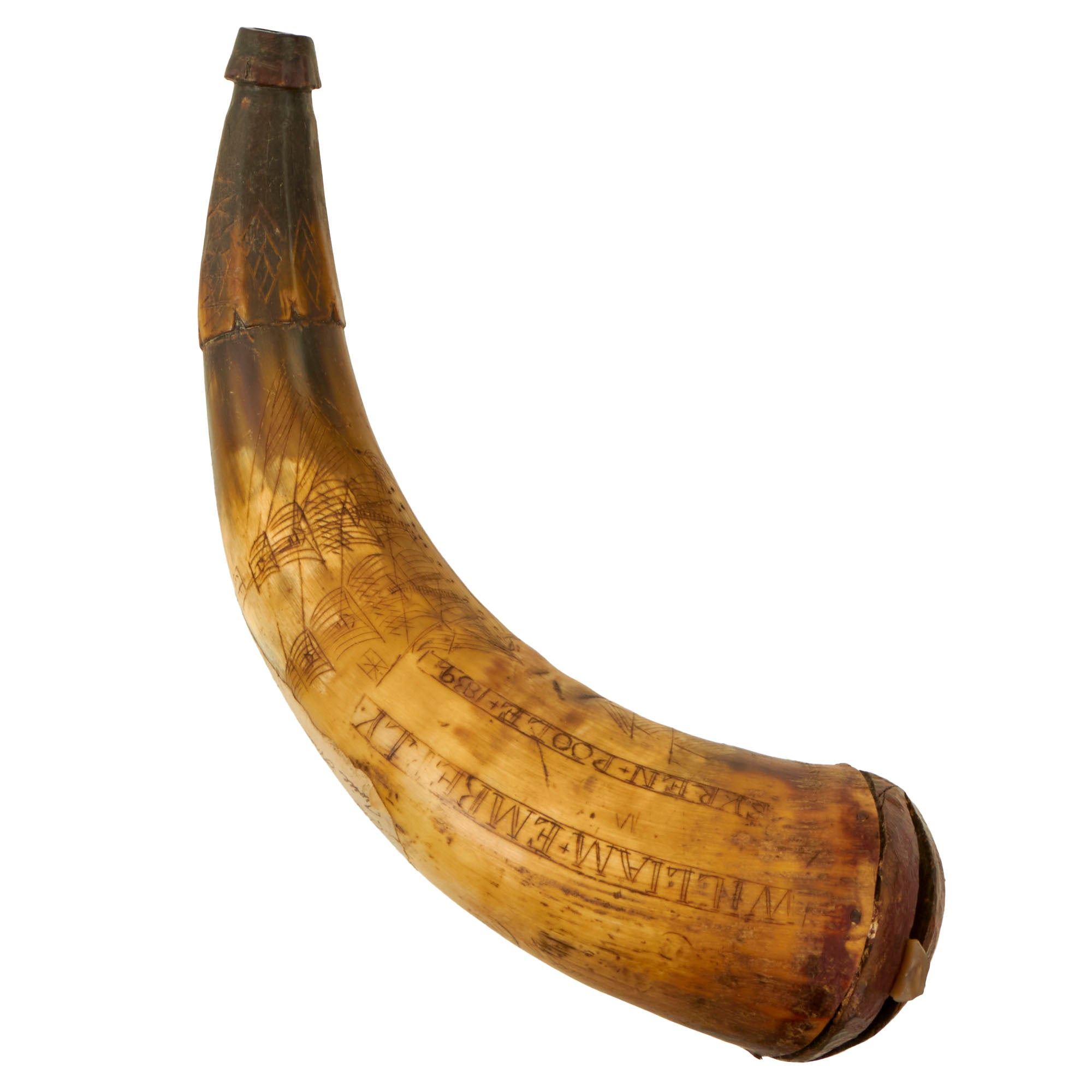 Original British Early 19th Century Named & Hand Carved Scrimshaw Cowh ...