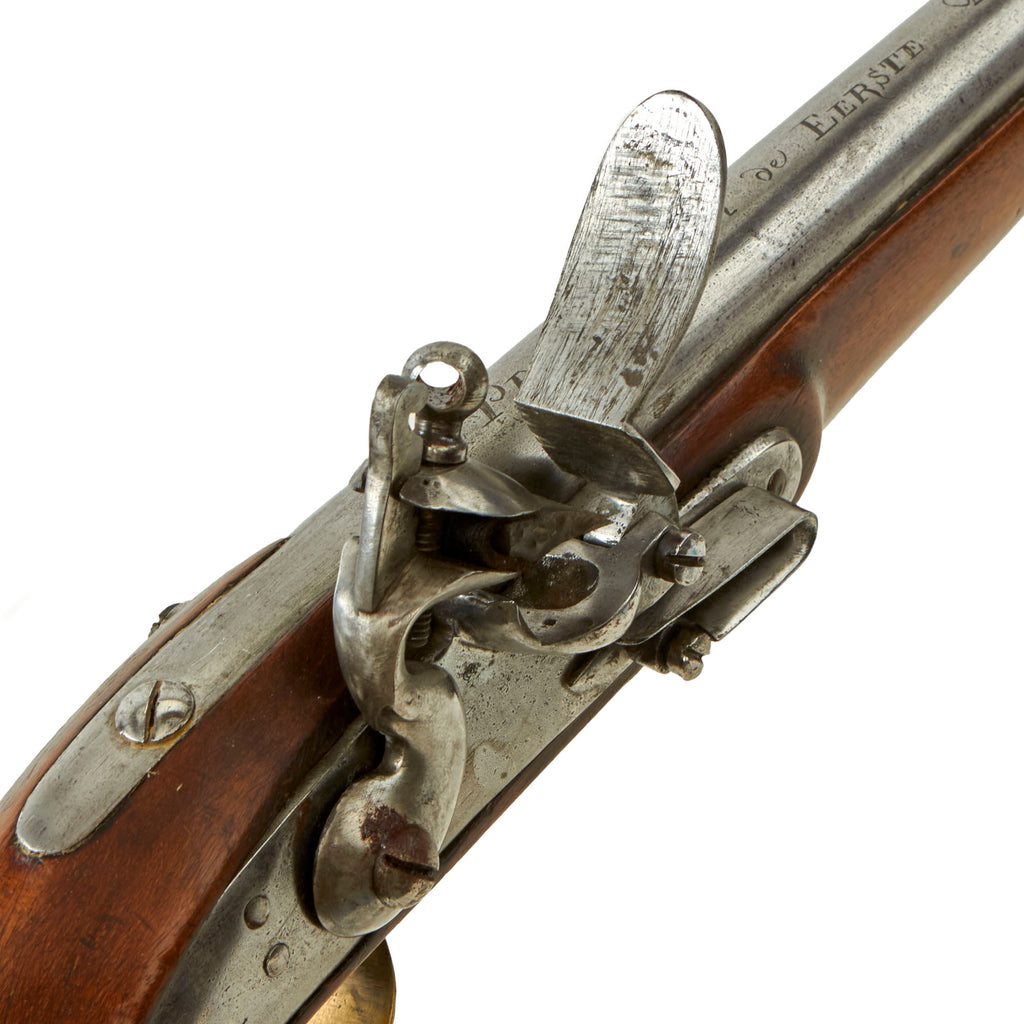 Original Dutch Flintlock Naval Pistol with Belt Hook Marked to Ship Pr ...