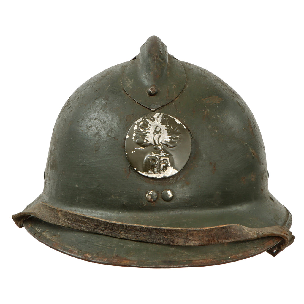 Original French WWII M1926 Adrian Helmet with Chinstrap and Reproducti ...