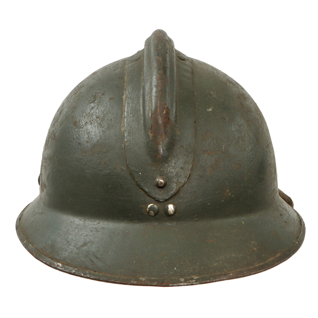 Original French WWII M1926 Adrian Helmet with Chinstrap and Reproducti ...