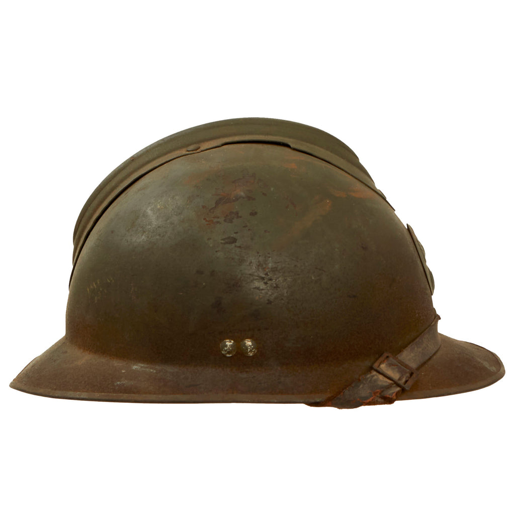 Original French WWII M1926 Adrian Helmet with Chinstrap - Olive Green ...