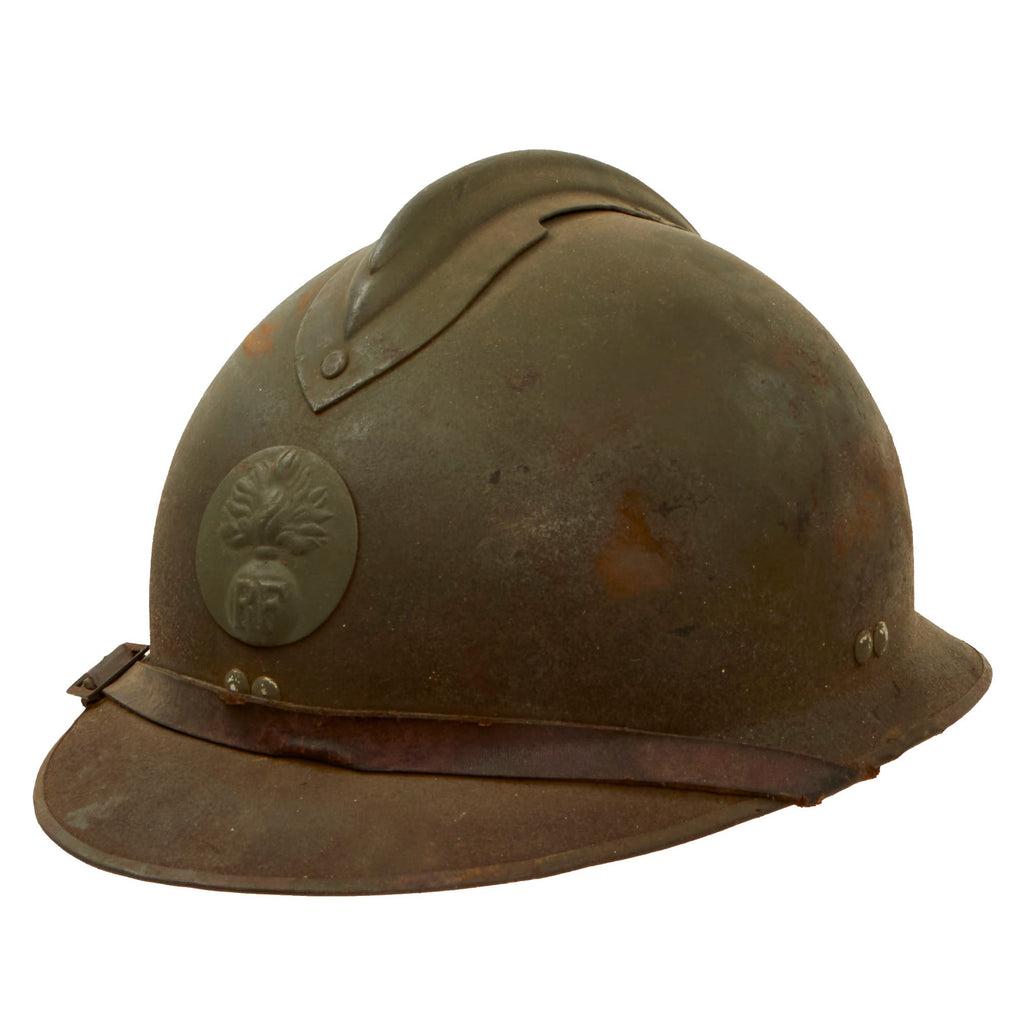 Original French WWII M1926 Adrian Helmet with Chinstrap - Olive Green ...