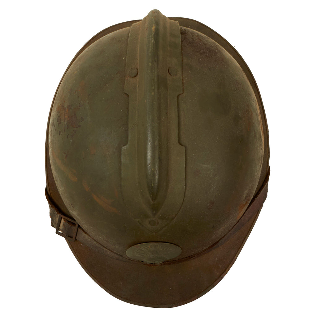 Original French WWII M1926 Adrian Helmet with Chinstrap - Olive Green ...