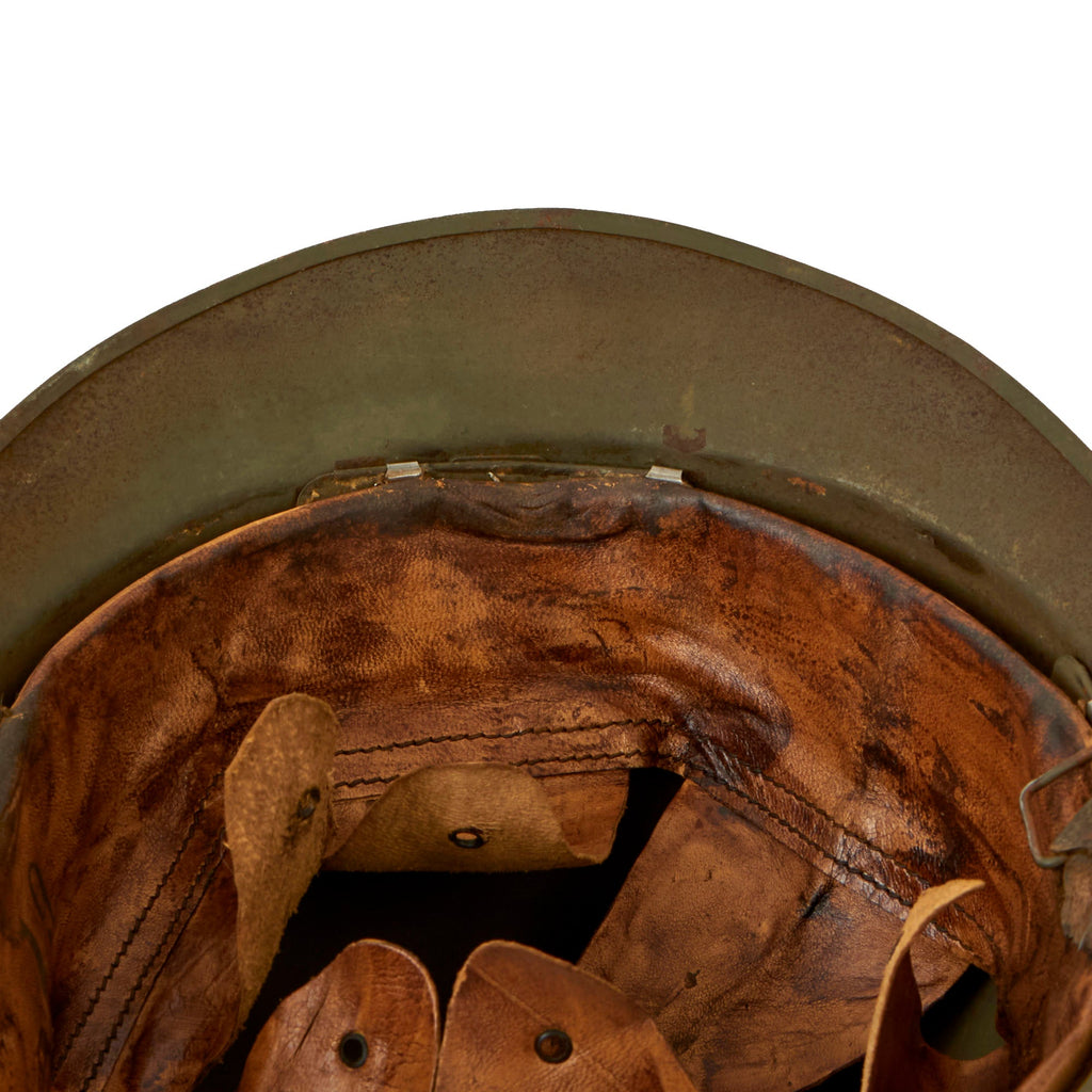 Original French WWII M1926 Adrian Helmet with Chinstrap - Olive Green ...