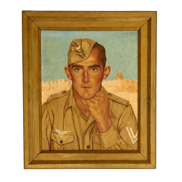 Original German WWII 1941 Dated Framed Portrait Painting of Luftwaffe ...