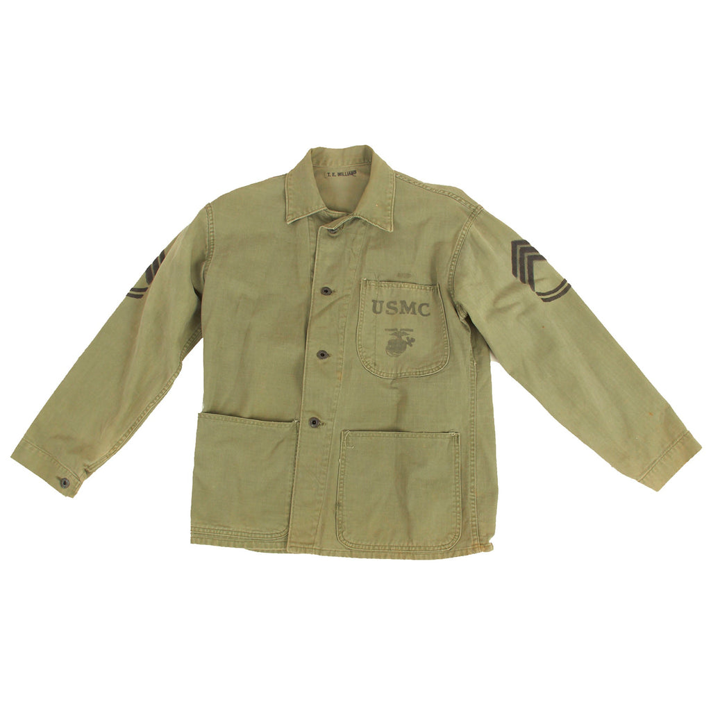 Original U.S. WWII Named USMC HBT Herringbone Twill P41 Combat Jacket ...