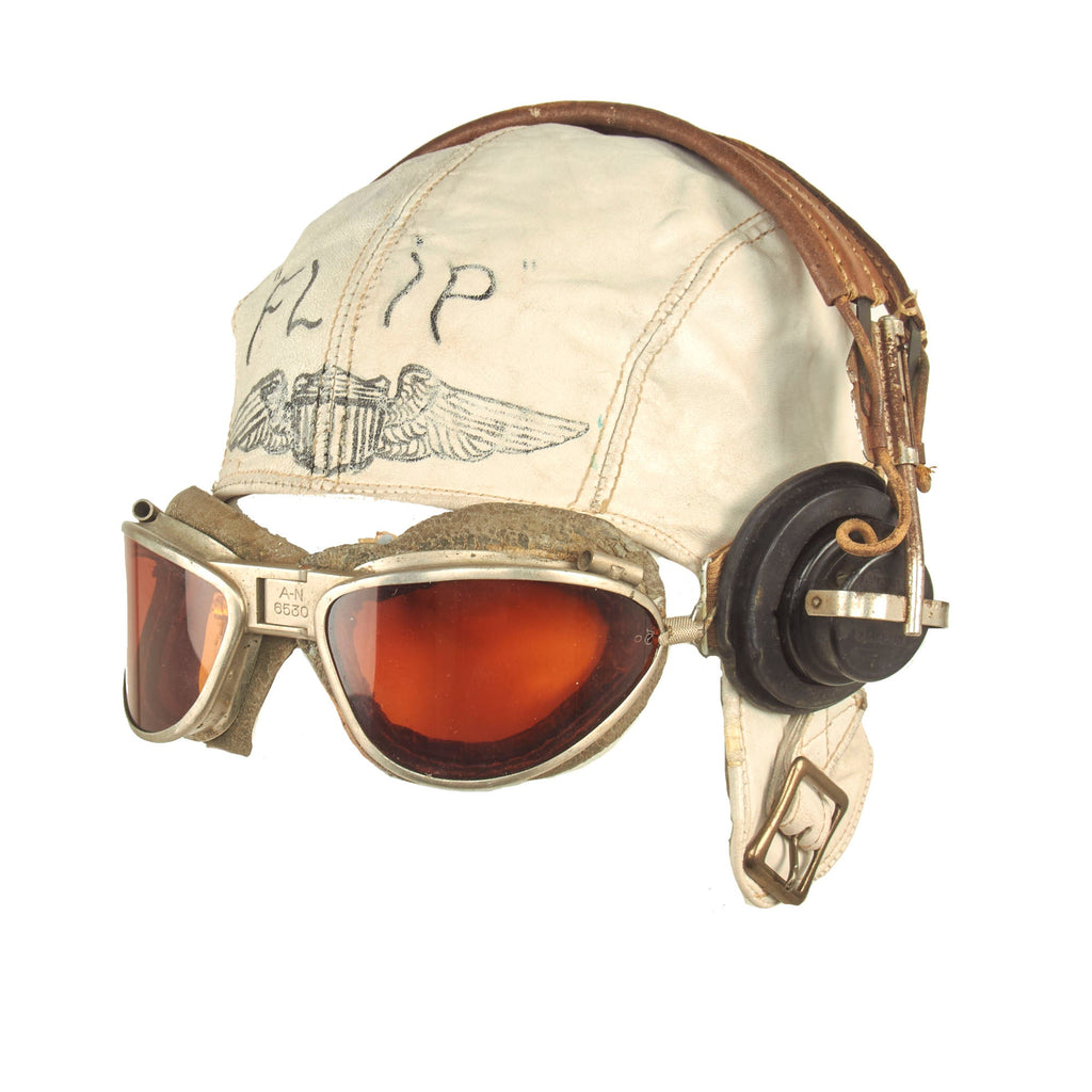 Original U.S. WWII USAAF Aviator Flight Helmet Set - AN6530 Goggles, C ...
