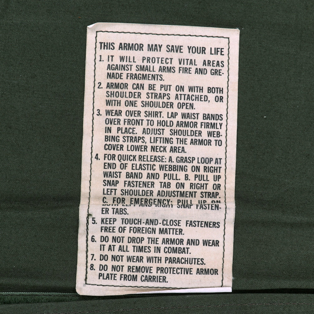 Original U.S. Vietnam War M69 Flak Vest Body Armor by Hunter Outdoor ...