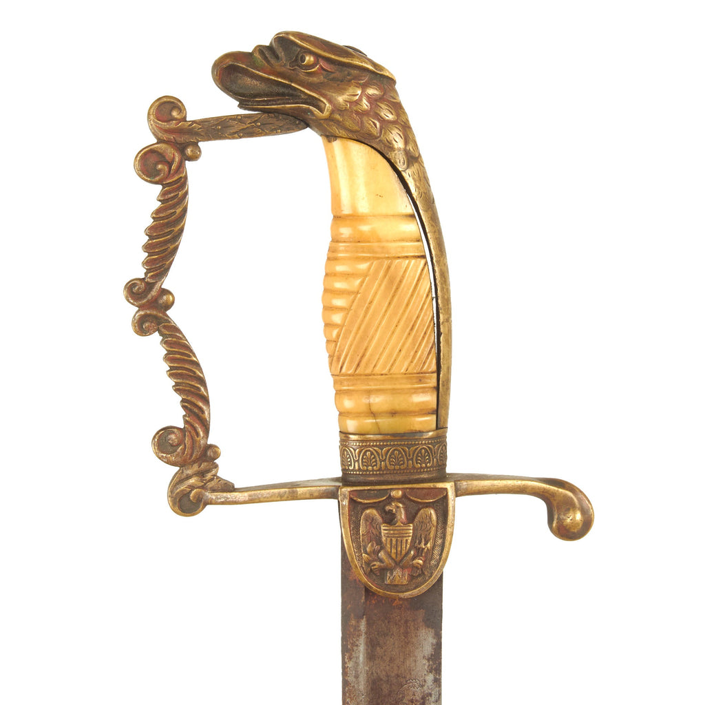 Original U.S. Early 19th Century Engraved Officer's Eagle Head Sword w ...