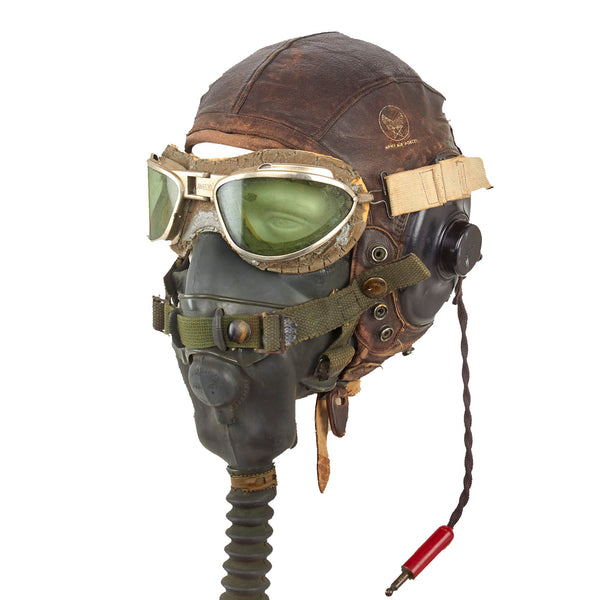 Original U.S. WWII USAAF Aviator Flight Helmet Set - AN6530 Goggles, A ...
