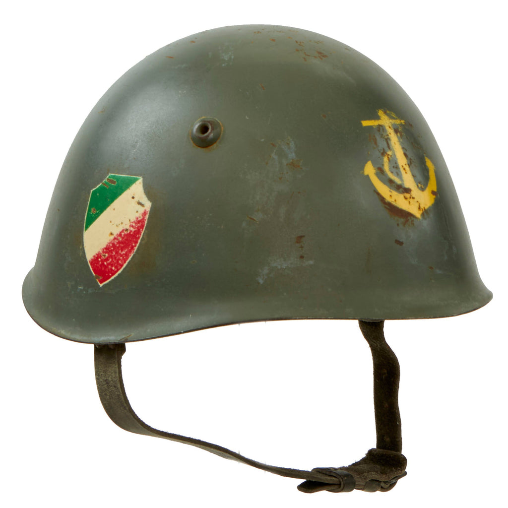 Original WWII Italian M33 Helmet marked with Replicated San Marco Mari ...