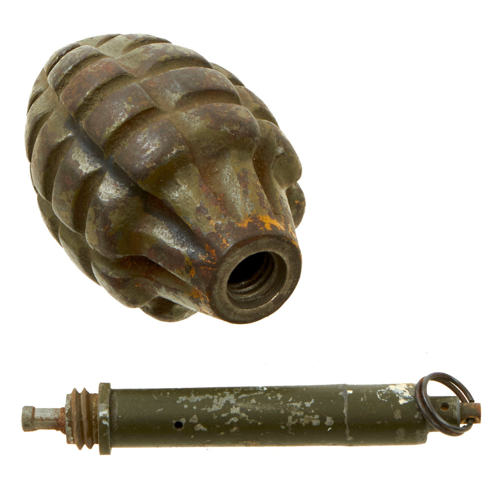 Original U.S. WWII Inert MkII Pineapple Grenade with Yellow Ring & Dem ...