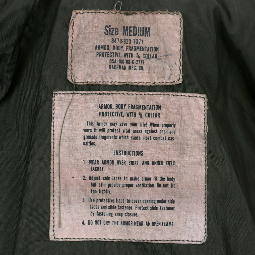 Original U.S. Vietnam War Era M69 Flak Vest Body Armor in Size Medium ...