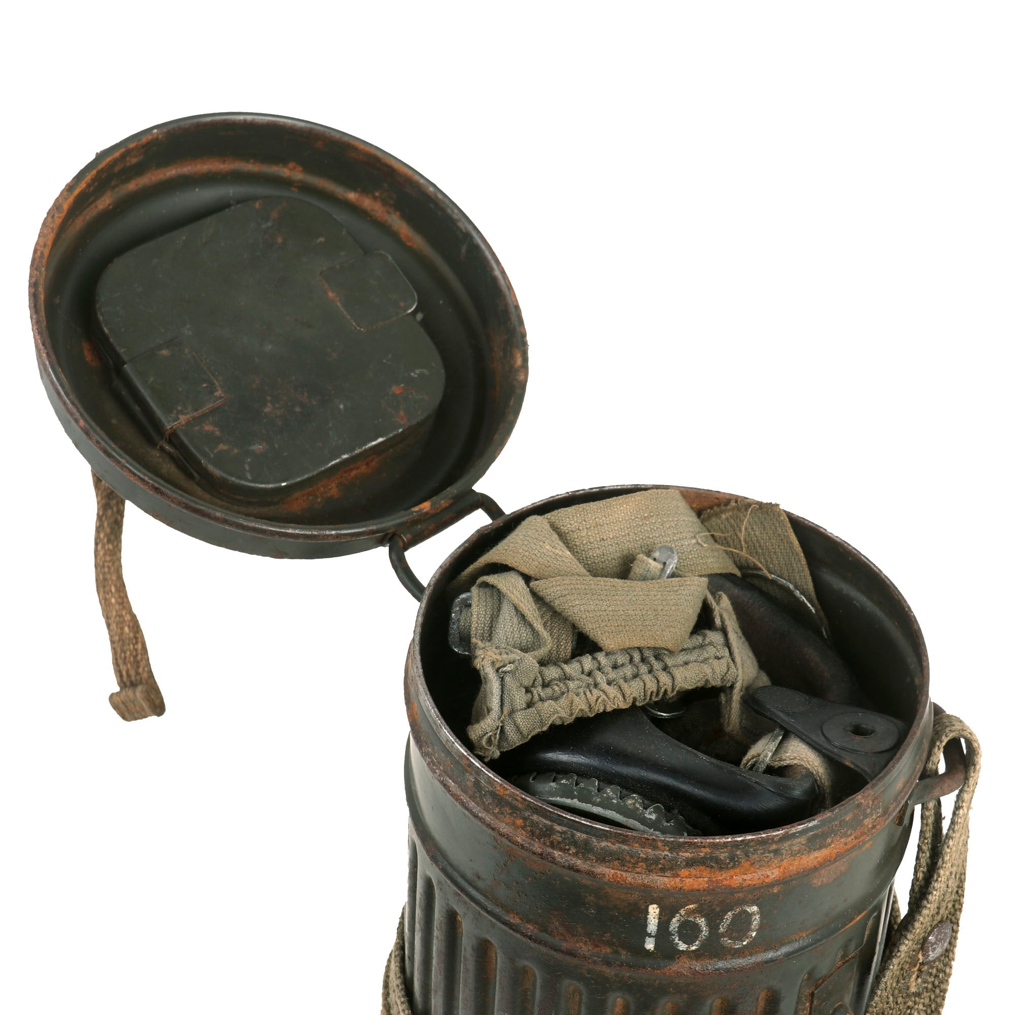 Original German WWII M38 Gas Mask in Size 1 with Filter, Canister, & A ...