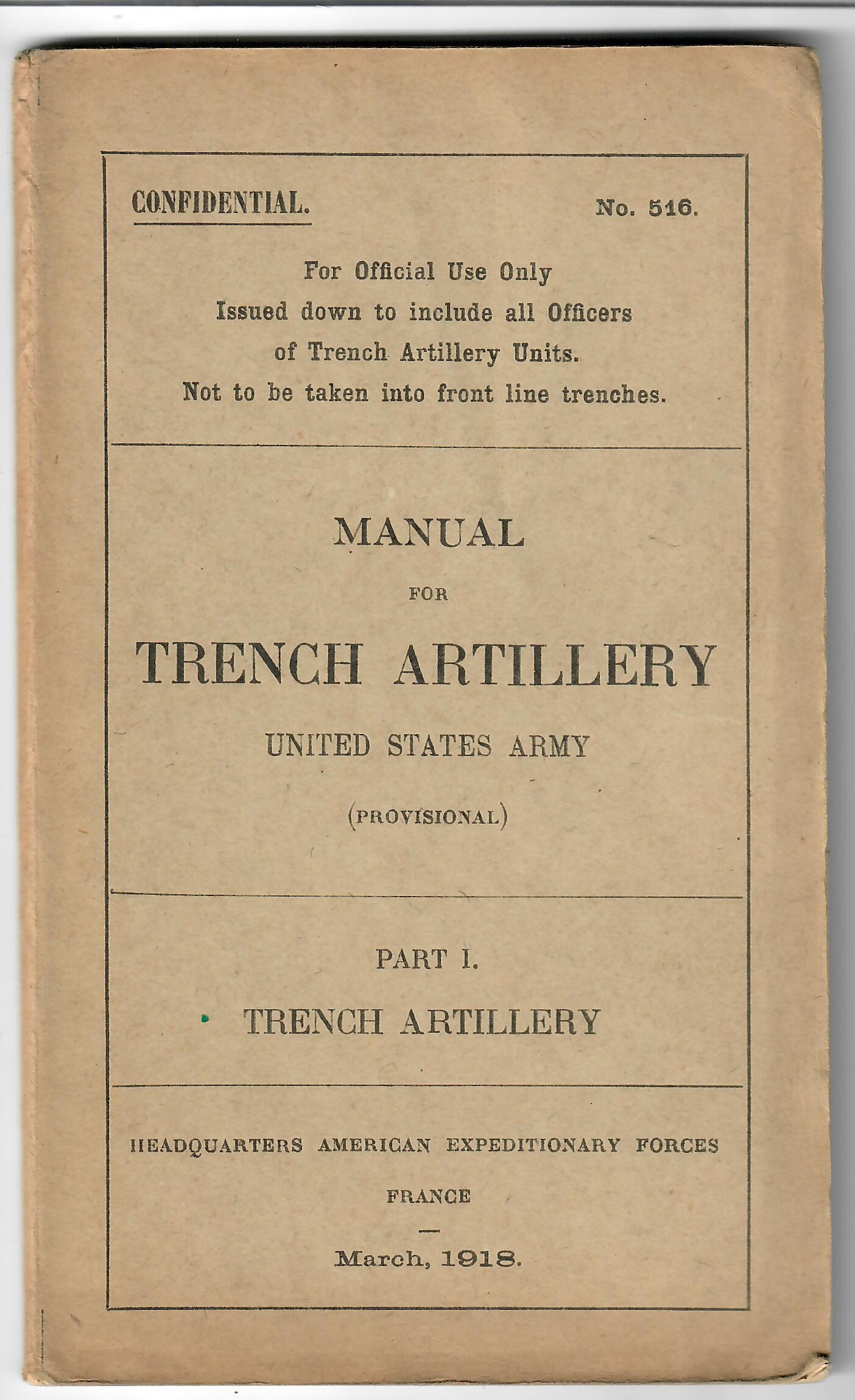 Original U.S. WWI AEF War Department US Army Manuals For The 3” Stokes ...