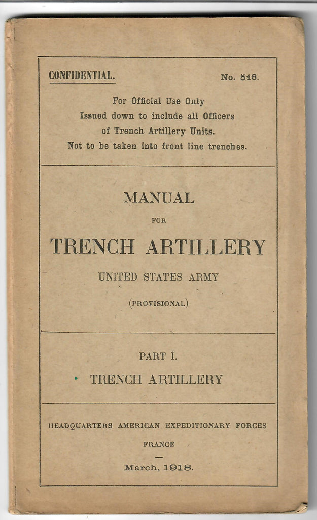 Original U.S. WWI AEF War Department US Army Manuals For The 3” Stokes ...