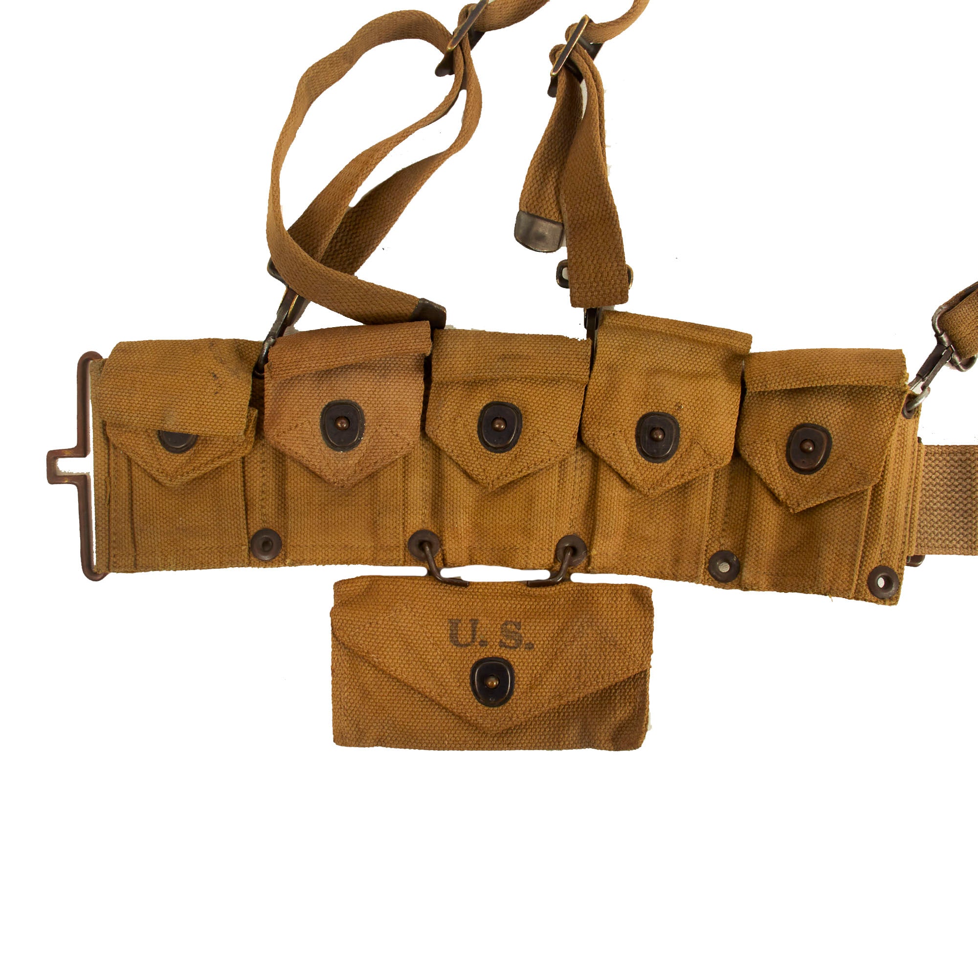 Original U.S. WWII M-1923 Cartridge Belt Rig with M-1936 Suspenders, M ...