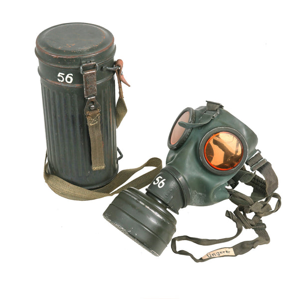 Original German WWII Named M38 Size 3 Gas Mask with Fe 37R Filter and ...