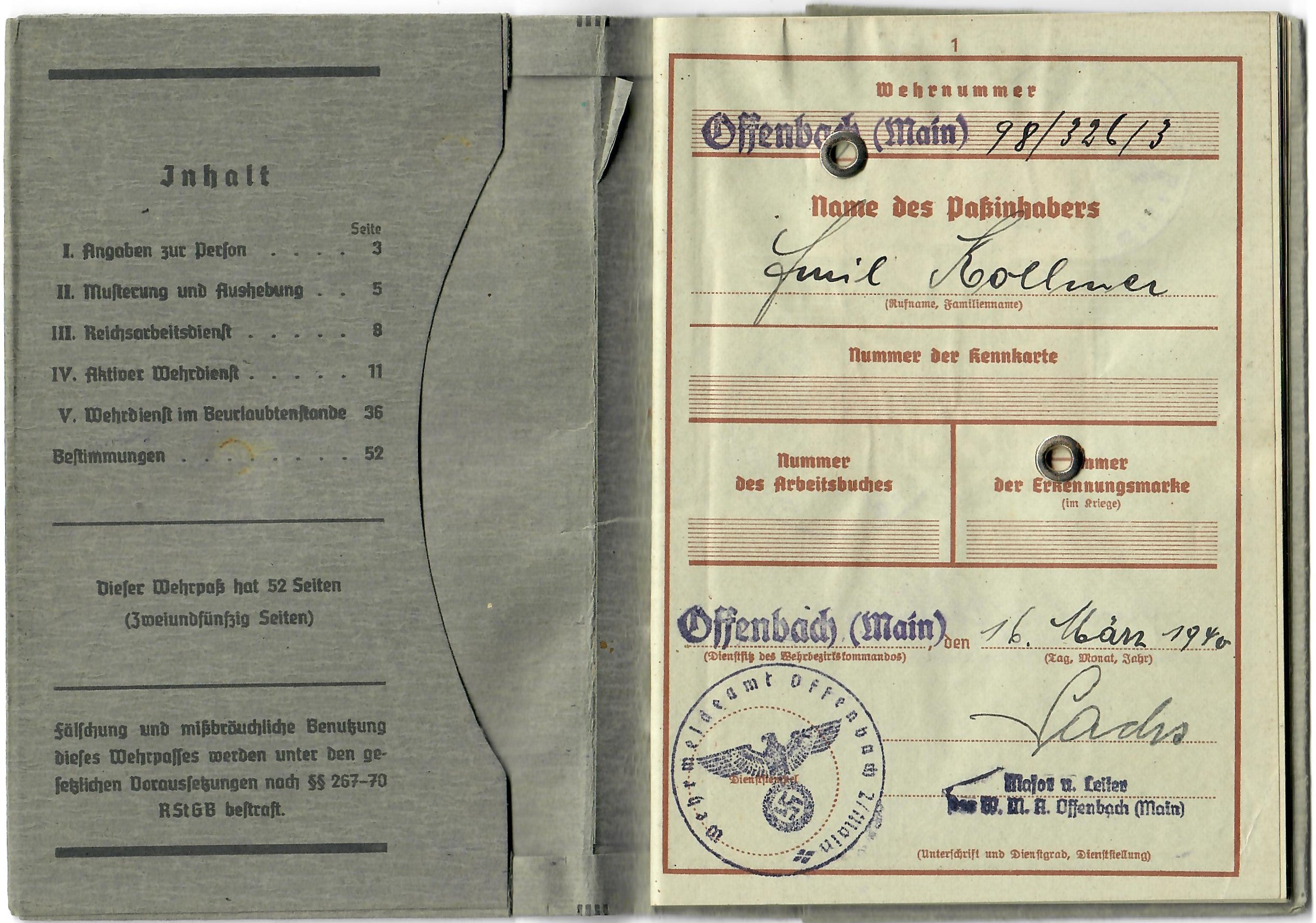Original German WWI Militärpaß & WWII Heer Wehrpaß Military ID of WWI ...