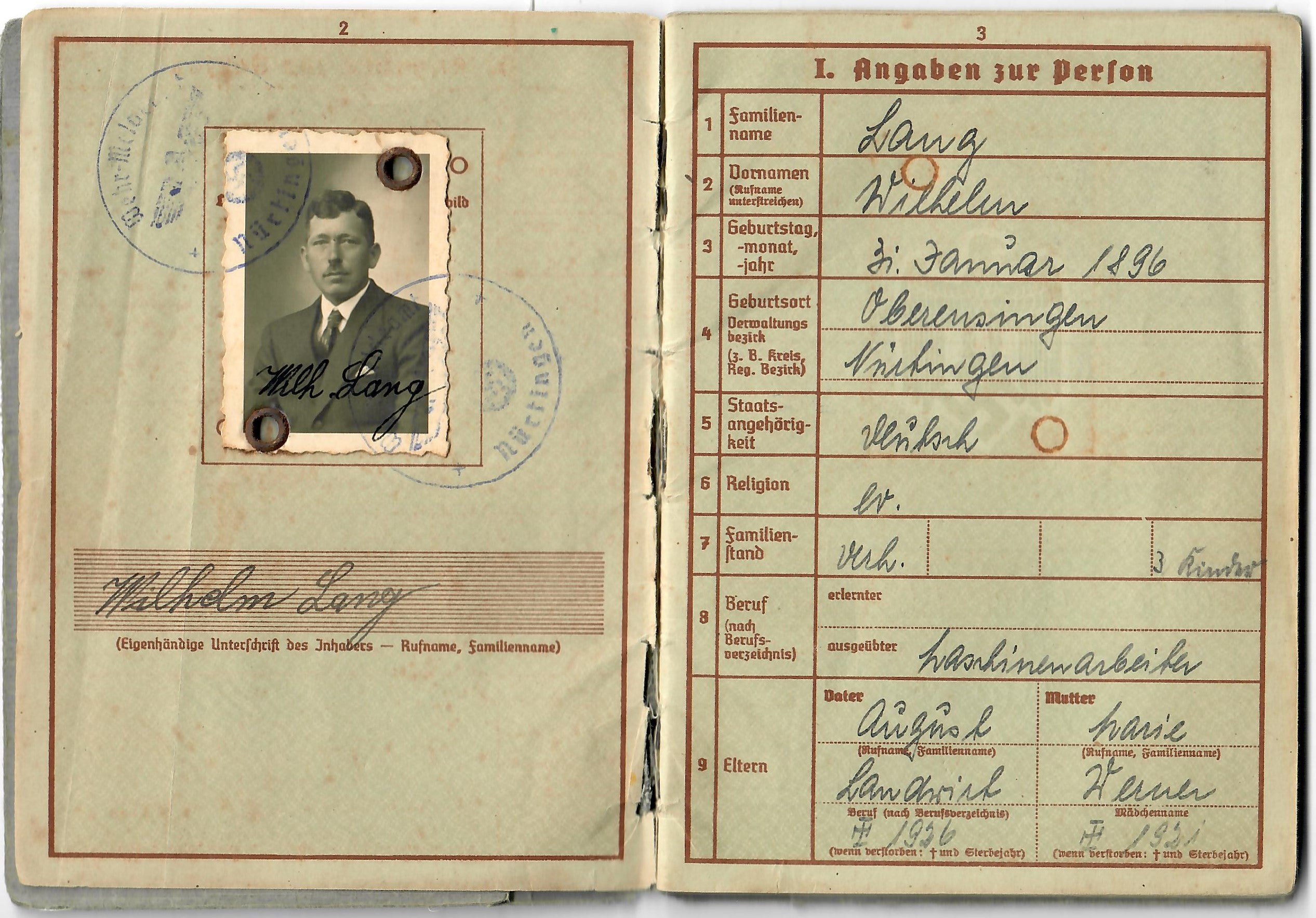 Original German WWII Wehrpaß Military ID of WWI Veteran & P.O.W. Gefre ...