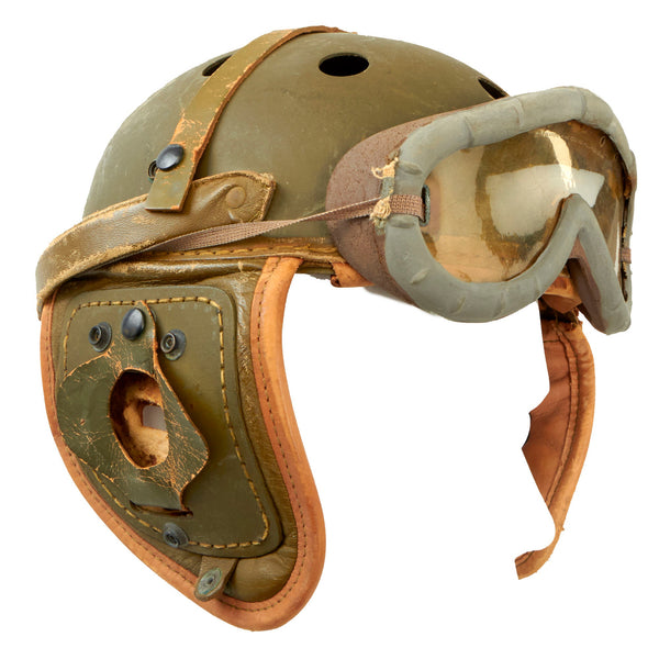 Original U.S. WWII M38 Tanker Helmet by Rawlings with Polaroid Goggles ...
