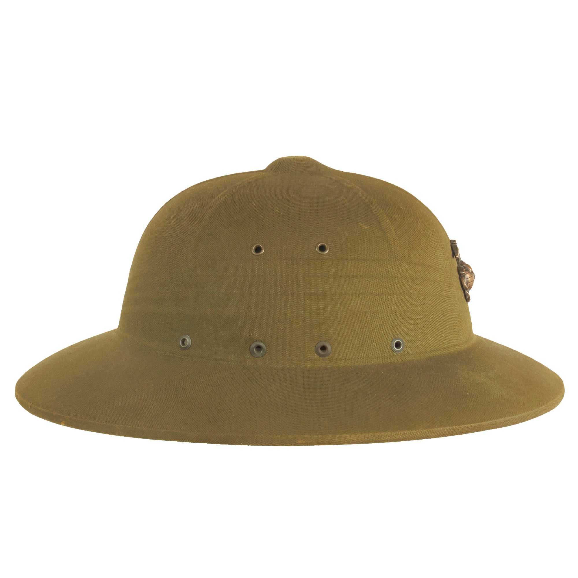 Original U.S. WWII USMC Named Pressed Fiber Sun Helmet by Hawley Produ ...