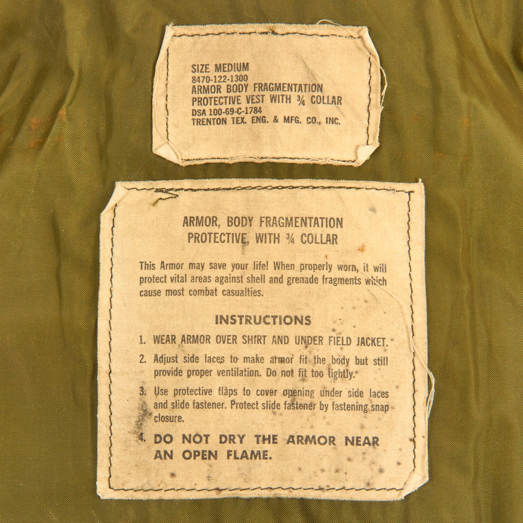 Original U.S. Vietnam War Era M69 Flak Vest Body Armor in Size Medium ...