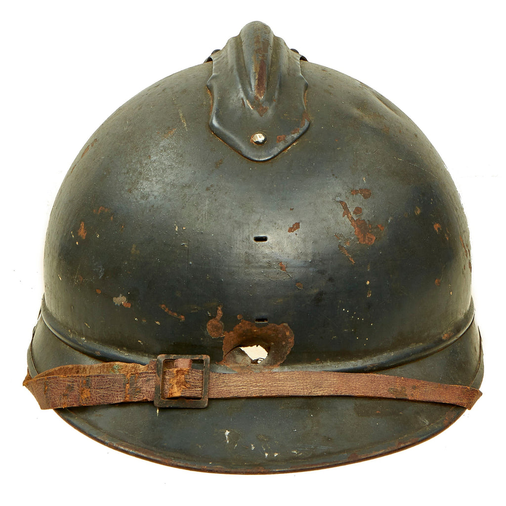 Original French WWI Issue Model 1915 Adrian Helmet in Horizon Blue wit ...