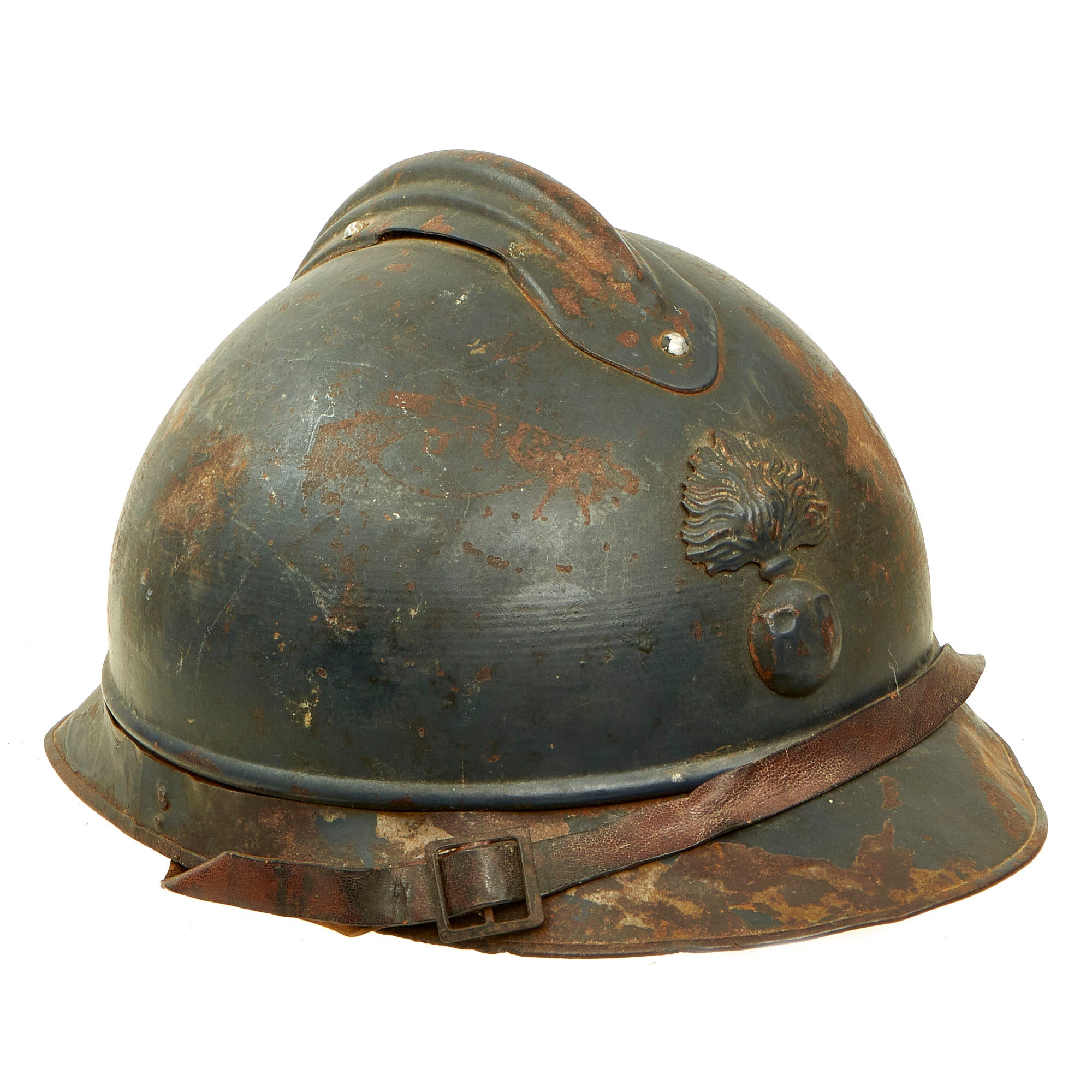 Original French WWI Issue Model 1915 Adrian Helmet in Horizon Blue wit ...
