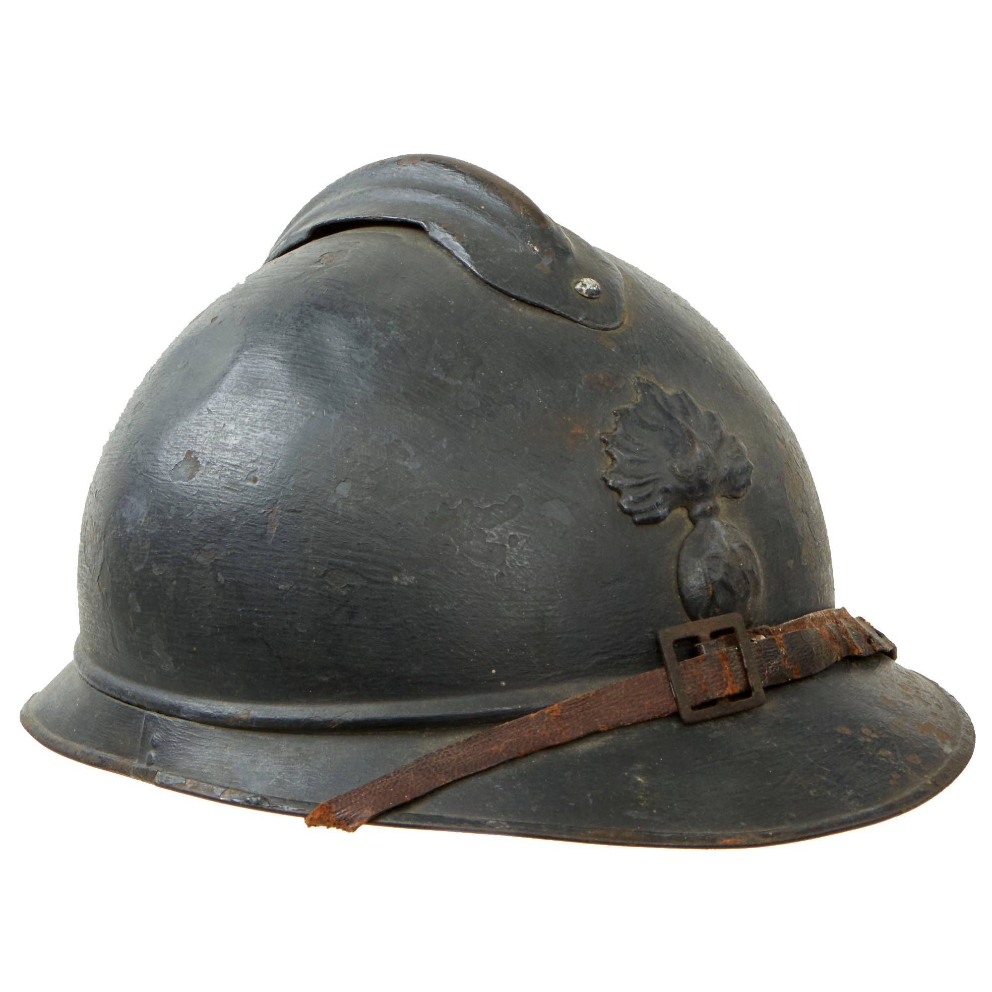 Original French WWI Issue Model 1915 Adrian Helmet in Horizon Blue wit ...