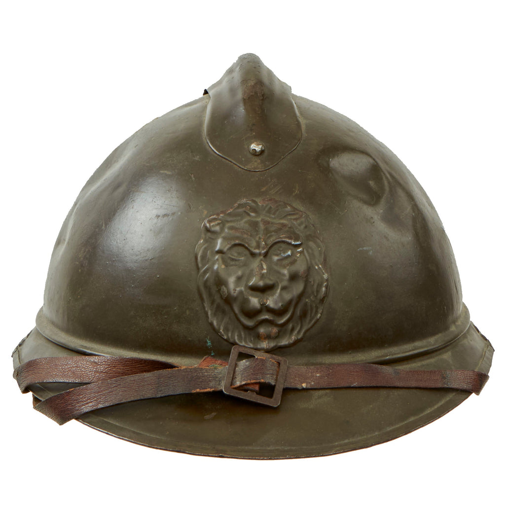 Original Belgian WWI Issue French Model 1915 Adrian Helmet with Lion H ...