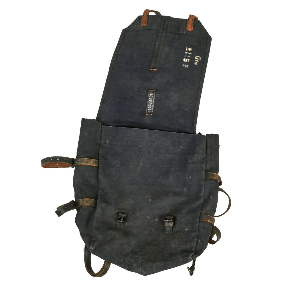 Original Belgian WWI Blue Canvas Knapsack With Mess Kit Attached - Cir ...