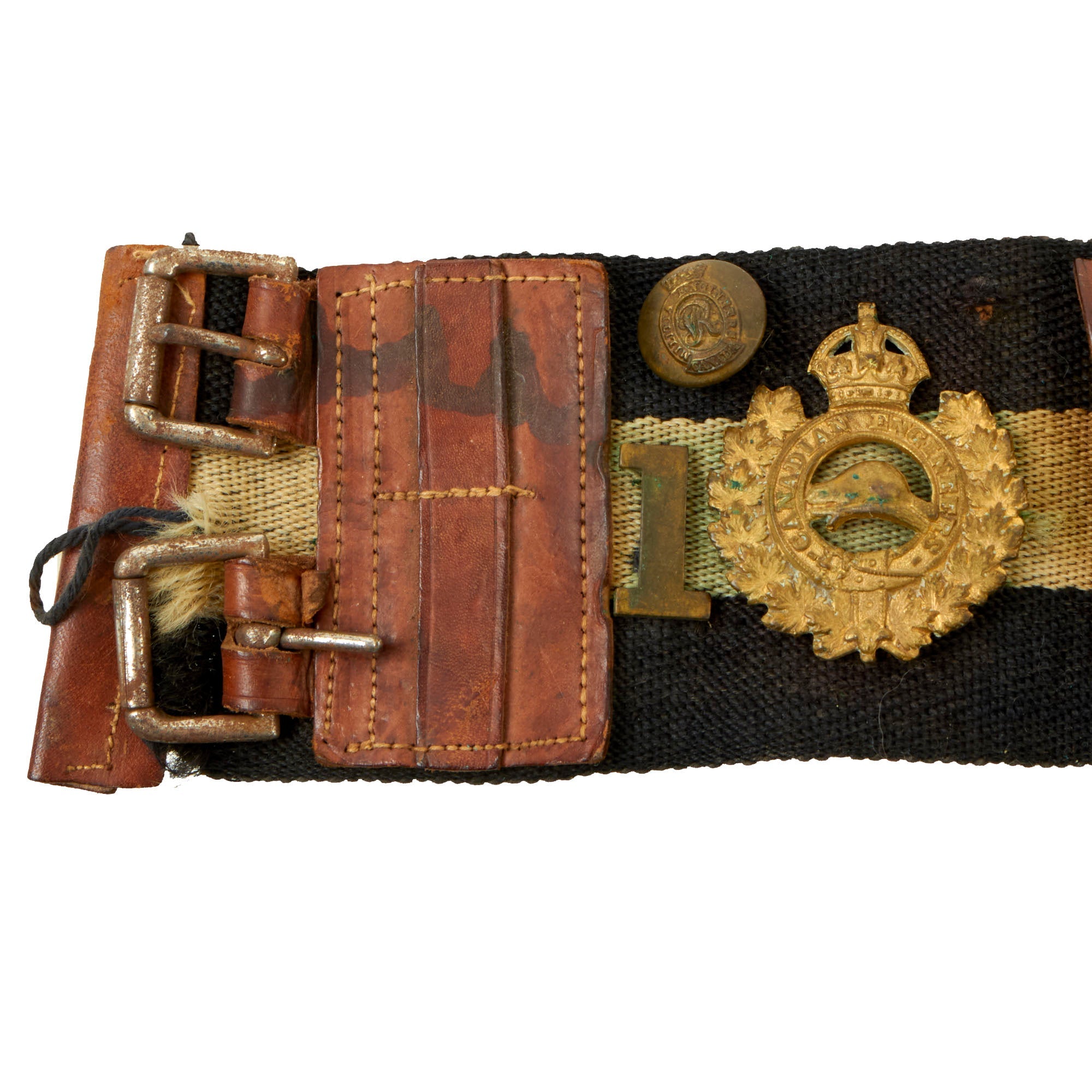 Original Canadian WWI Souvenir Hate Stable Belt With 14 Attached Items ...