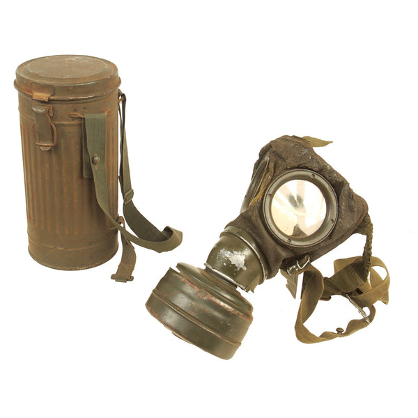Original German WWII Painted M30 3rd Model Gas Mask With Filter and Ca ...