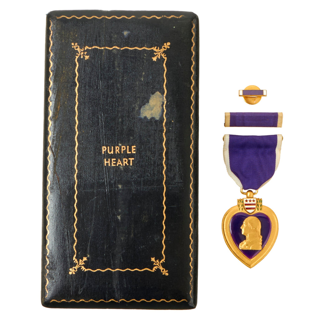 Original U.S. WWII Purple Heart with Original Citation & Ribbon Bar ...