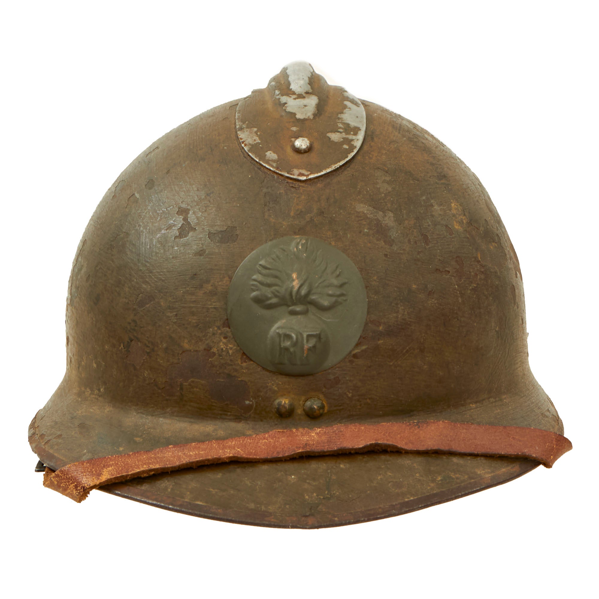 Original French WWII M1926 Adrian Helmet with Chinstrap - Complete - O ...