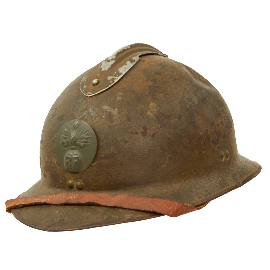 Original French WWII M1926 Adrian Helmet with Chinstrap - Complete - O ...