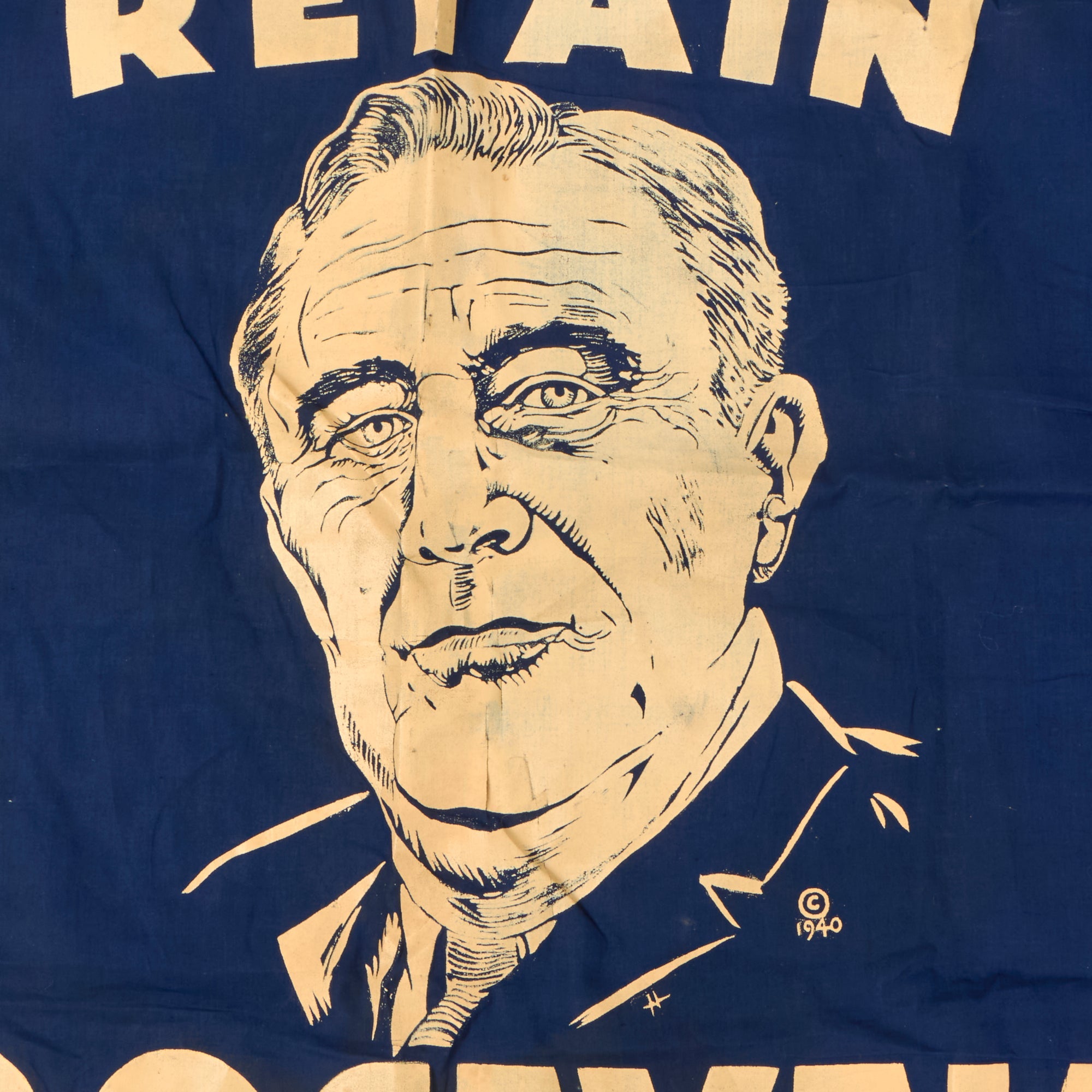 Original U.S. “Retain Roosevelt” 1940 36” x 35” Presidential Election ...