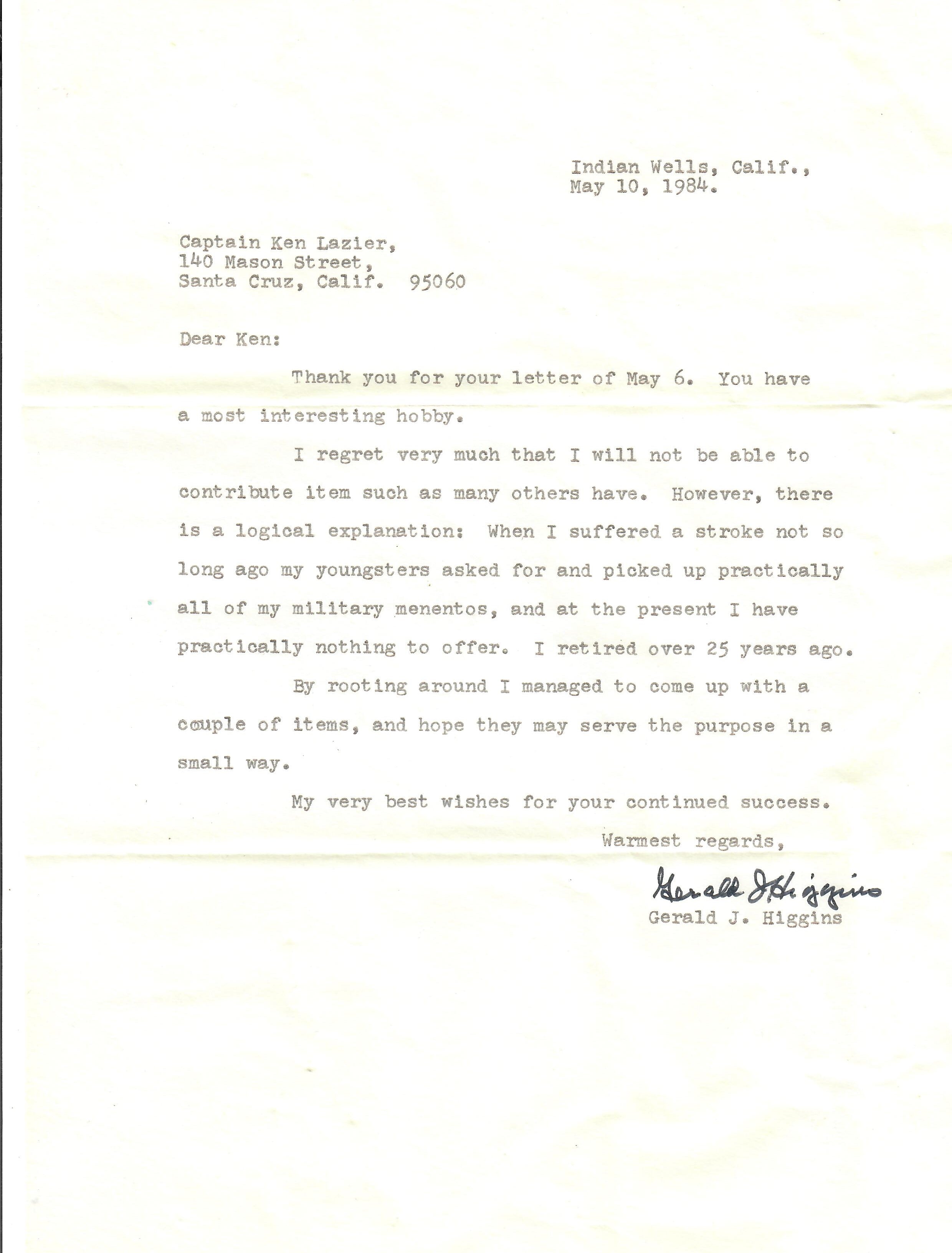 Original U.S. WWII General Gerald Higgins 101st Airborne Division Name ...