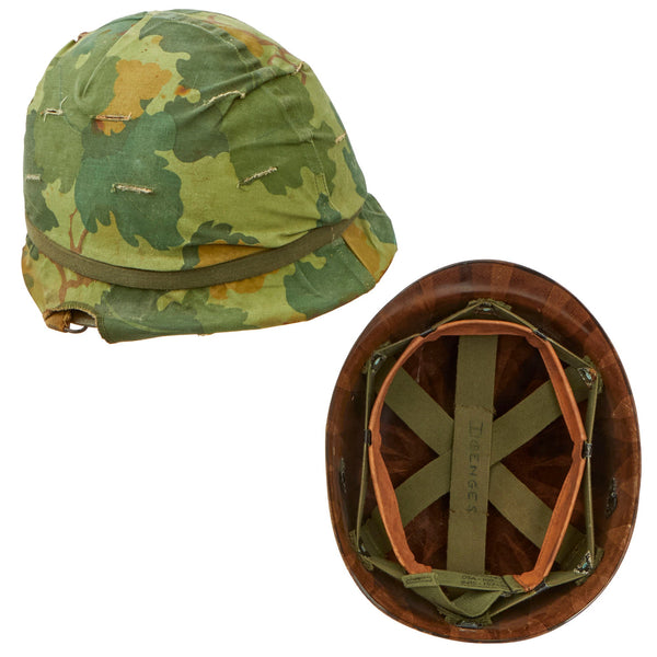 Original U.S. Vietnam War Named M1 Helmet with Camouflage Cover and We ...
